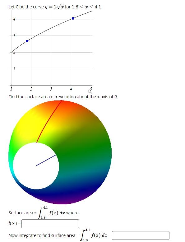 Solved Let C be the curve y=2x for 1.8≤x≤4.1. Find the | Chegg.com