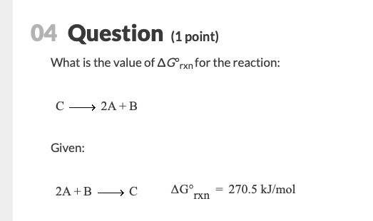 Solved 11 Question (1 point) Use the data below to calculate | Chegg.com