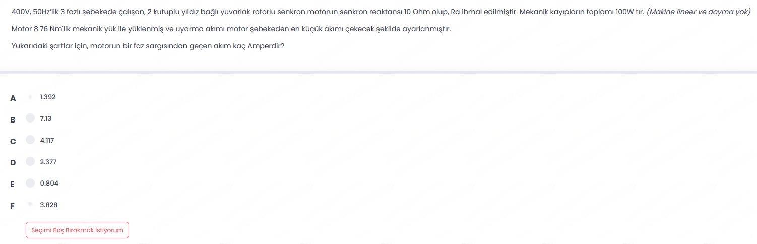 Synchronous reactance of a 2-pole star-connected | Chegg.com