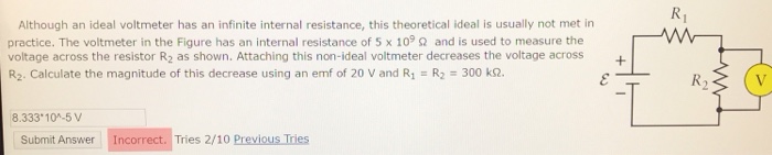 Solved Although an ideal voltmeter has an infinite internal | Chegg.com