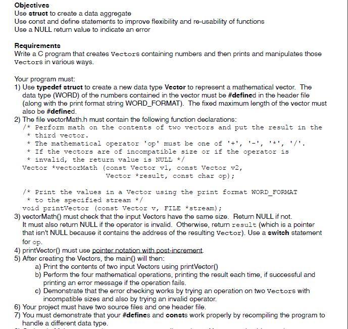 Objectives Use struct to create a data aggregate Use | Chegg.com