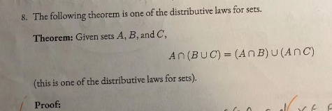 Solved 8. The following theorem is one of the distributive | Chegg.com