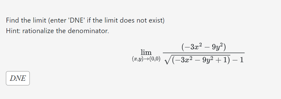 Solved Find the limit (enter 'DNE' if the limit does not | Chegg.com