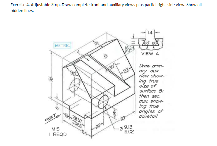 Solved Exercise 3. Guide Block. Given: Right-side and | Chegg.com