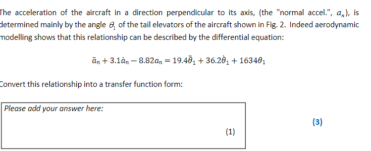 Solved The acceleration of the aircraft in a direction | Chegg.com