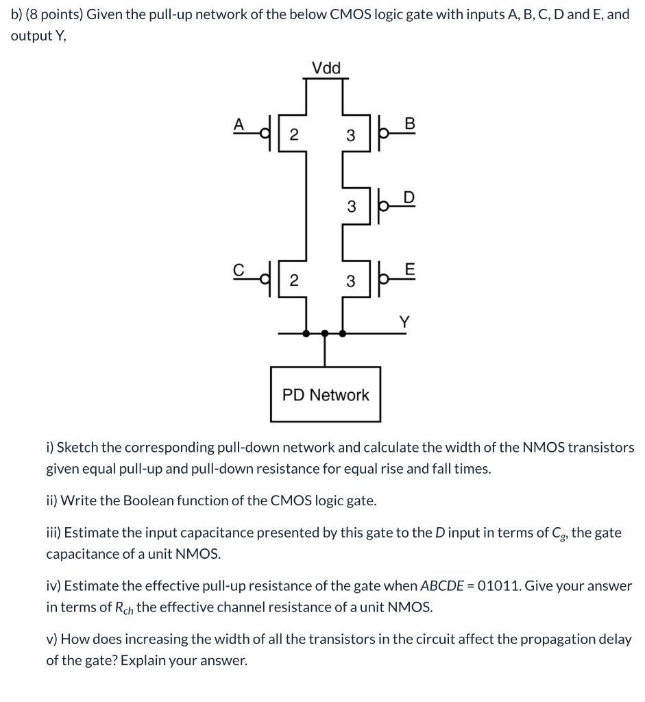 Solved b) (8 points) Given the pull-up network of the below | Chegg.com
