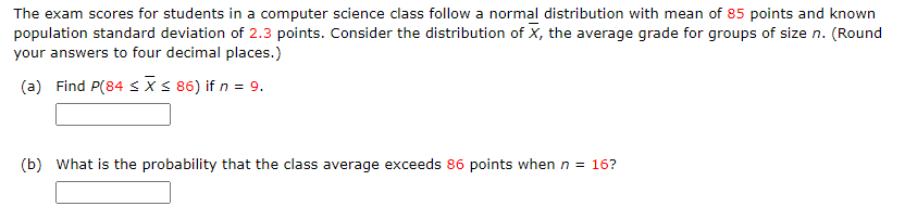 Solved The exam scores for students in a computer science | Chegg.com