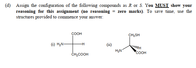 Solved (d) Assign the configuration of the following | Chegg.com