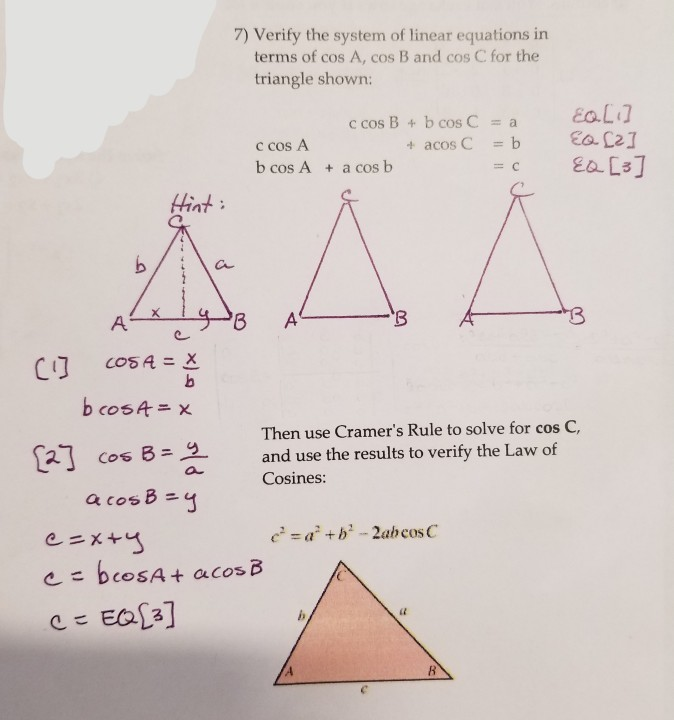 Solved 7) Verify the system of linear equations in terms of | Chegg.com