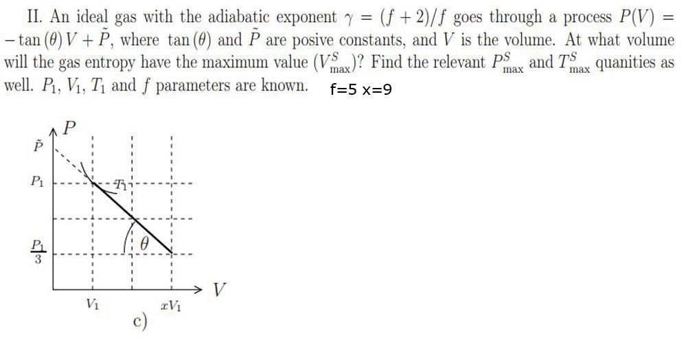 Solved II. An ideal gas with the adiabatic exponent y = (f + | Chegg.com