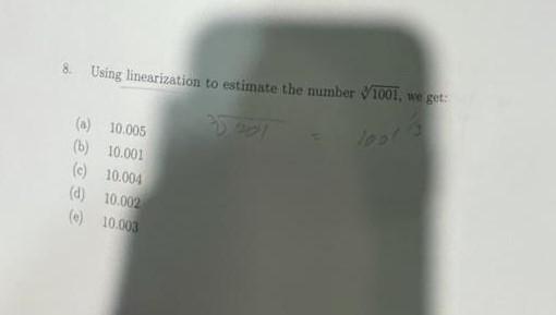 Solved Using linearization to estimate the number V1001, | Chegg.com