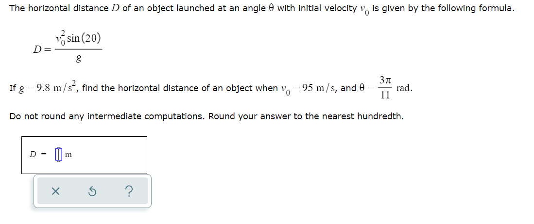 Solved The horizontal distance D of an object launched at an | Chegg.com