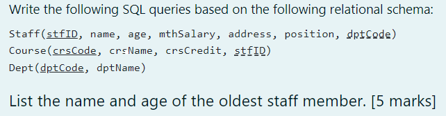 Solved Write the following SQL queries based on the | Chegg.com