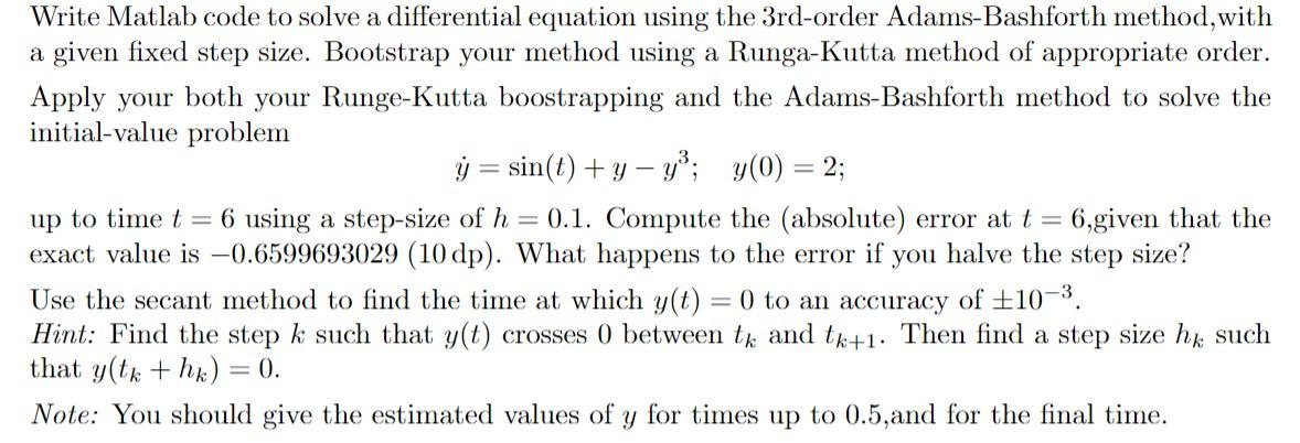 a Write Matlab code to solve a differential equation | Chegg.com