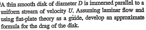 Solved A thin smooth disk of diameter D is immersed | Chegg.com