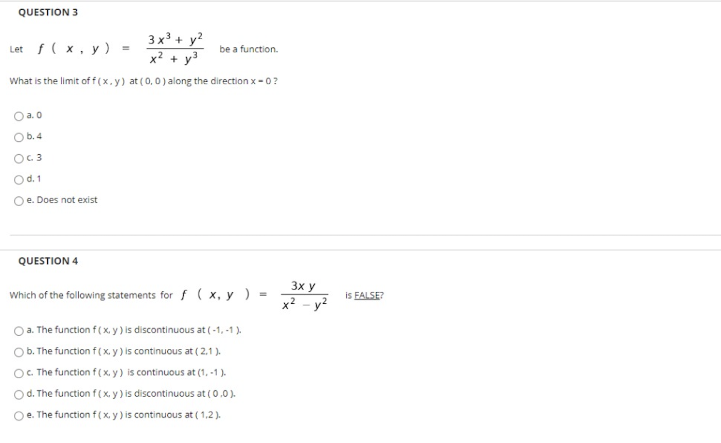 Solved QUESTION 3 Let f ( x, y ) 3x3 + y2 x2 + y2 be a | Chegg.com