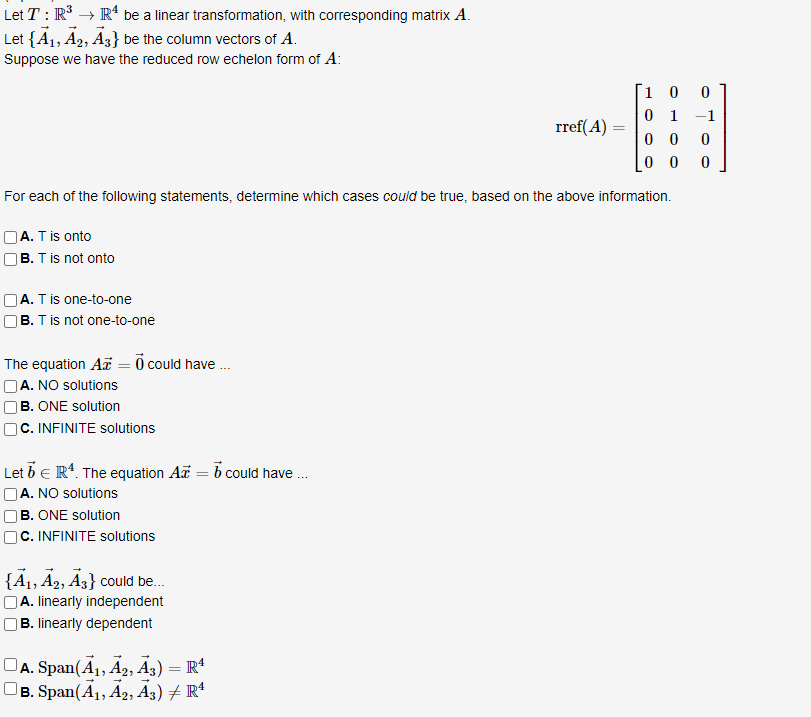 Solved Let T:R3→R4 be a linear transformation, with | Chegg.com