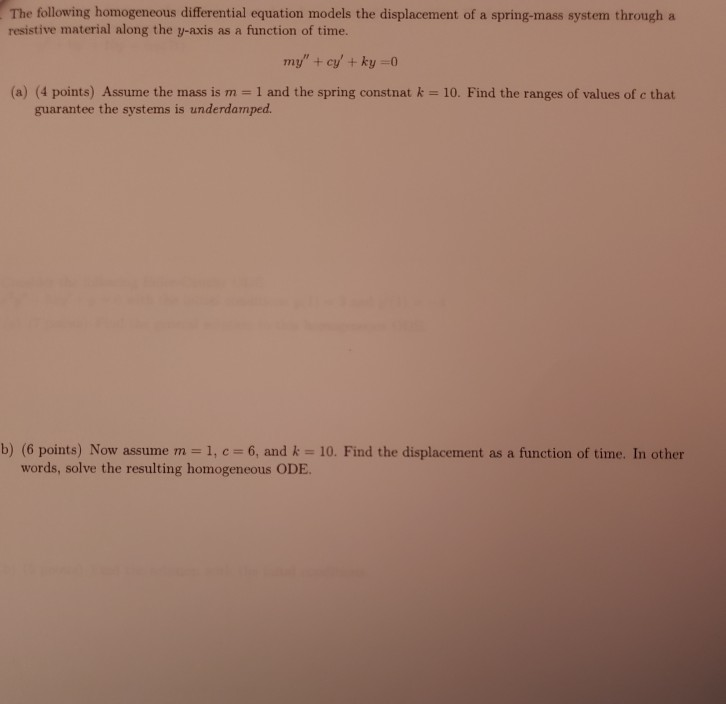 Solved The following homogeneous differential equation | Chegg.com
