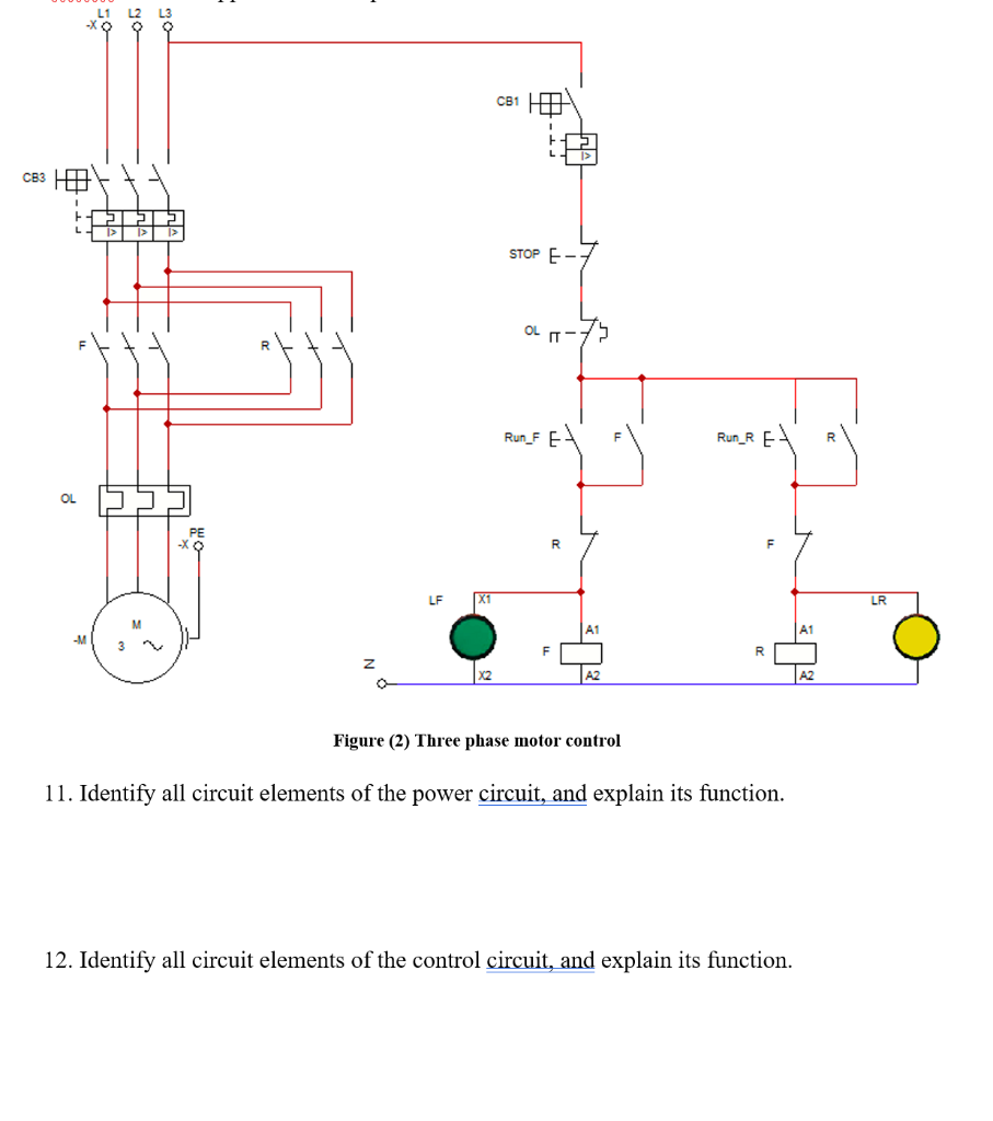 Solved Figure (2) Three phase motor control 11. Identify all | Chegg.com