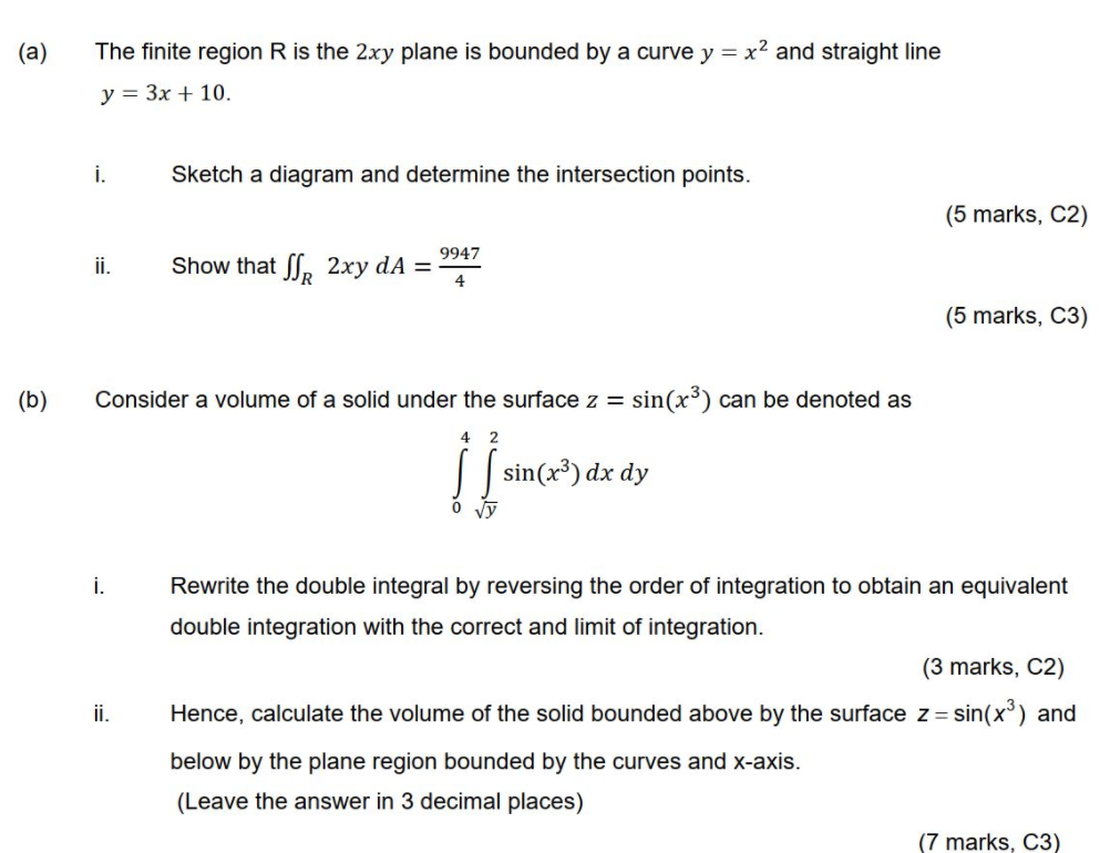 Solved (a) The finite region R is the 2xy plane is bounded | Chegg.com