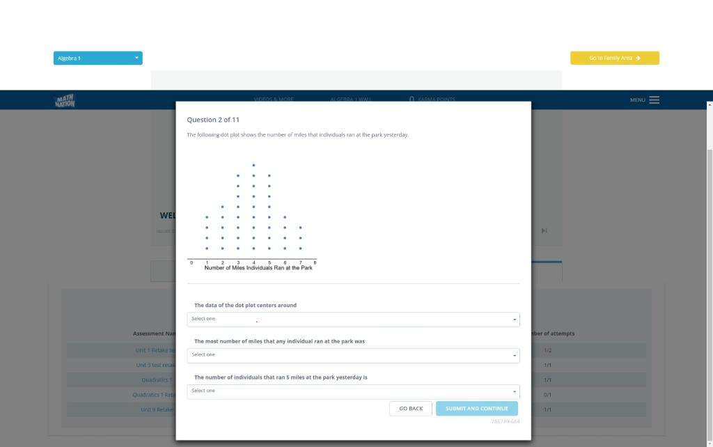 Solved Algebra 1 Go to Fally Area MATH NATION MENU Question | Chegg.com