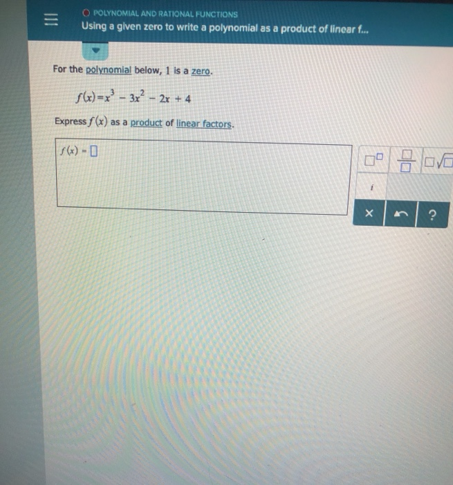 Solved O POLYNOMIAL AND RATIONAL FUNCTIONS Using a given | Chegg.com