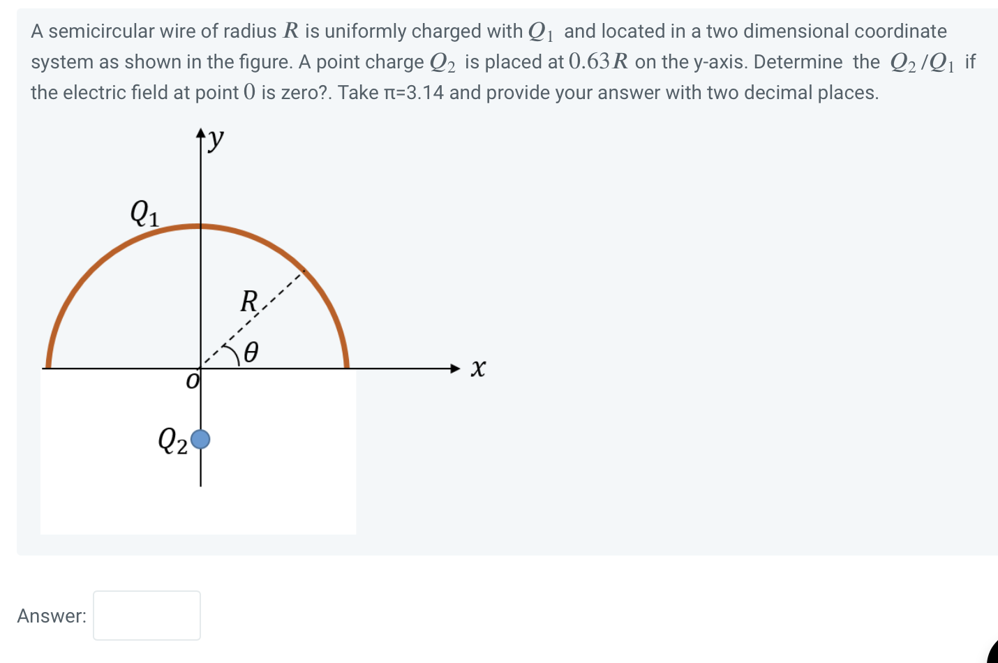 Solved A semicircular wire of radius 𝑅R is uniformly | Chegg.com