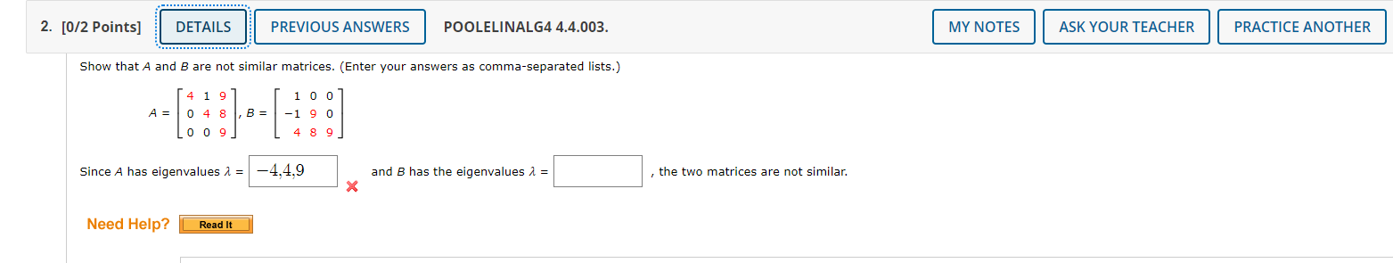 Solved 2. [0/2 points) DETAILS PREVIOUS ANSWERS POOLELINALG4 | Chegg.com