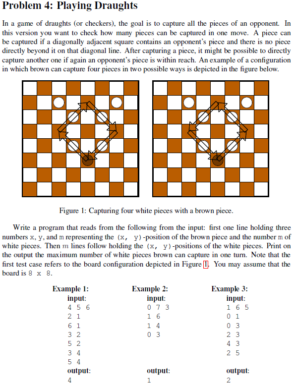 Problem 4: Playing Draughts In a game of draughts (or | Chegg.com