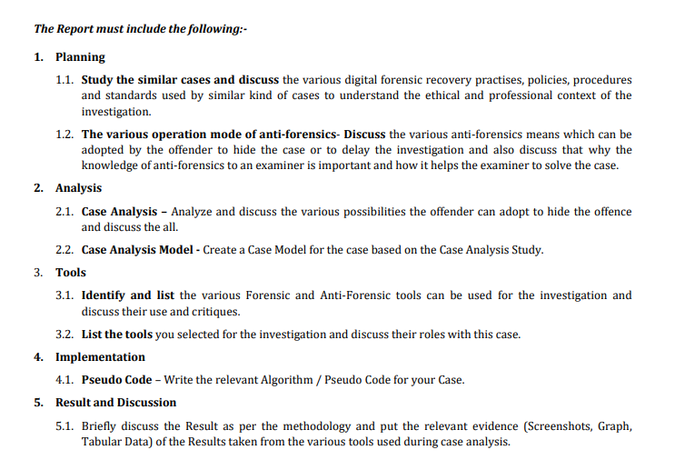 Case Study: Digital Forensic Analysis- Security: | Chegg.com