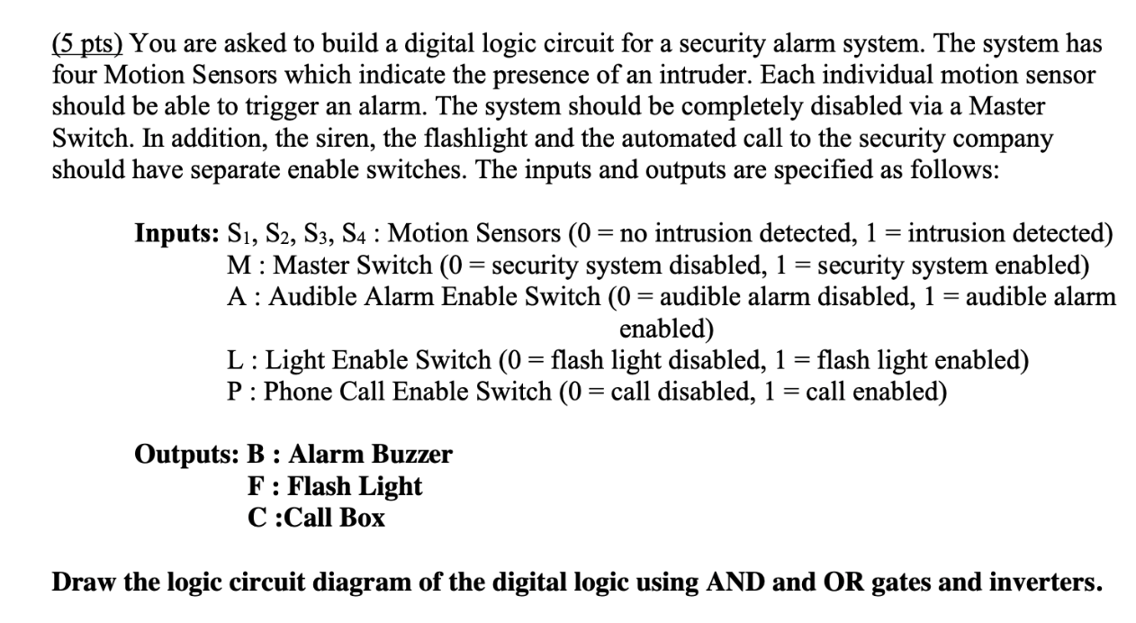 Solved (5 pts) You are asked to build a digital logic | Chegg.com