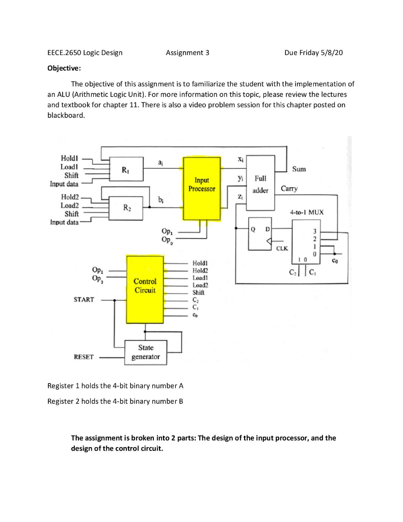 Assignment 3 Due Friday 5/8/20 EECE.2650 Logic Design | Chegg.com