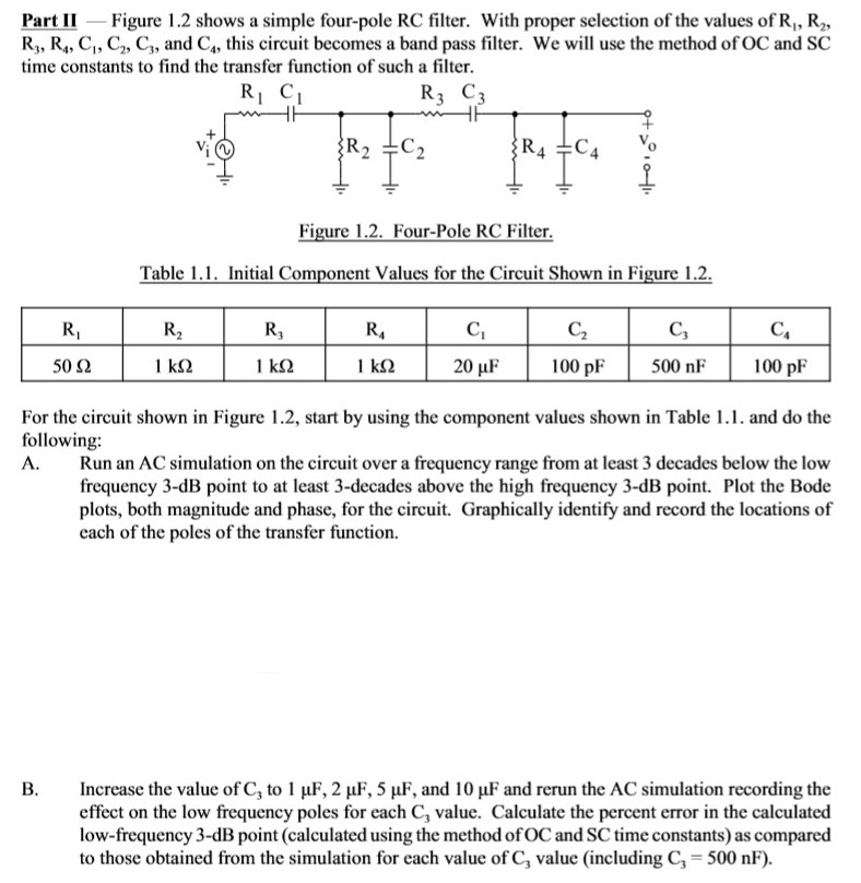 Figure 1.2 shows a simple four-pole RC filter. | Chegg.com