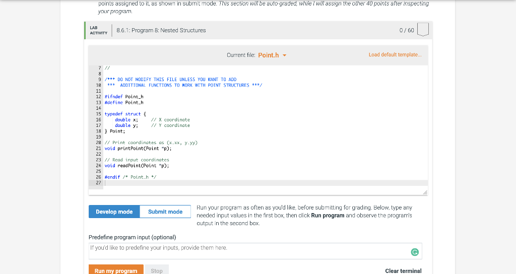 8.6 Program 8: Nested Structures 1. Introduction This | Chegg.com