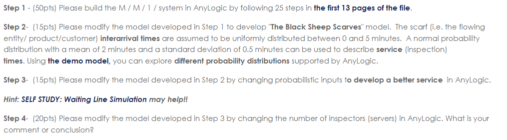 Solved Step 1 - (50pts) Please build the M/M/1/ system in | Chegg.com