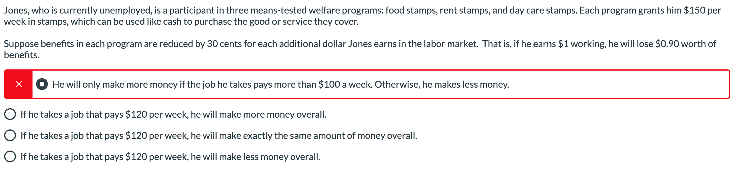 Solved A means-tested program O gives you more government | Chegg.com