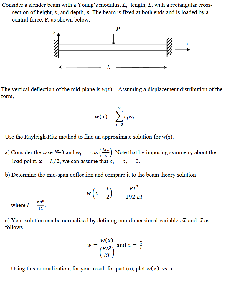 Solved Consider a slender beam with a Young's modulus, E, | Chegg.com