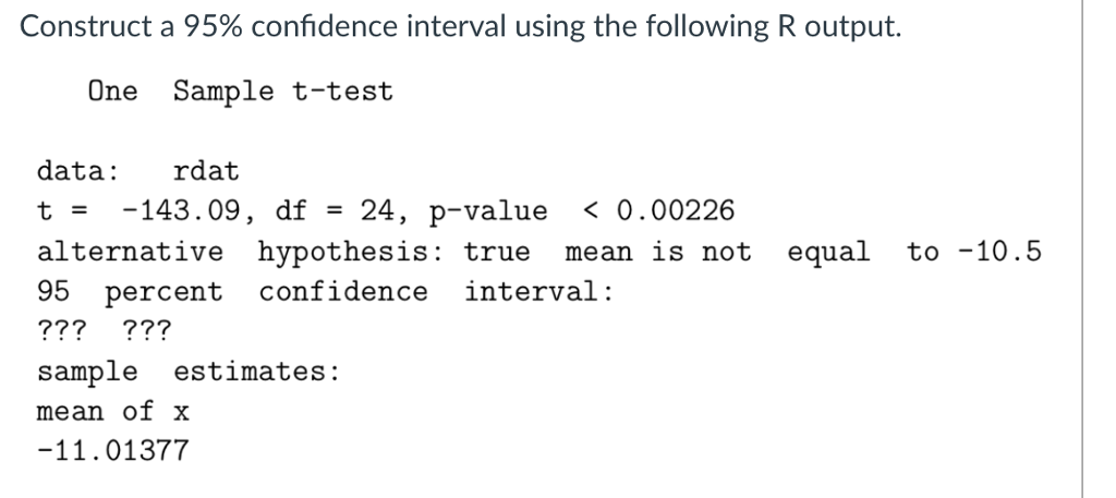 Solved Construct a 95% confidence interval using the | Chegg.com