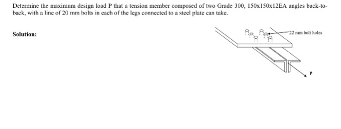 Solved Determine the maximum design load P that a tension | Chegg.com