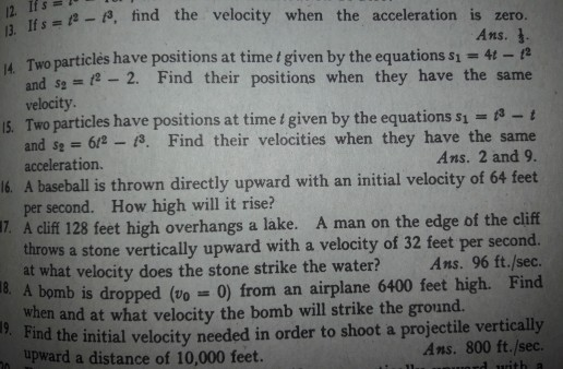 Solved 12. Its = 1 - 43, find the velocity when the | Chegg.com
