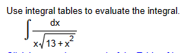 Solved Use integral tables to evaluate the integral. | Chegg.com