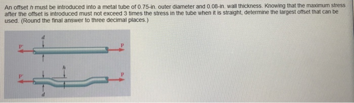Solved An offset h must be introduced into a metal tube of | Chegg.com