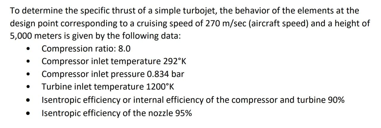 Solved To determine the specific thrust of a simple | Chegg.com