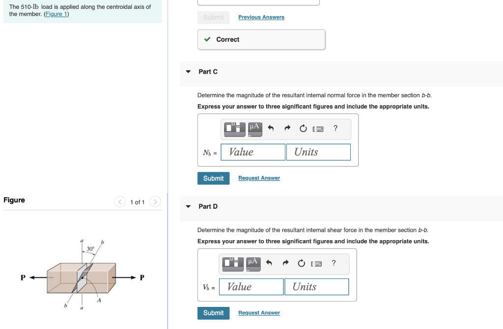 [Solved]: The 510-lb load is applied along the centroidal
