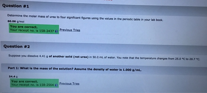 Solved Question #1 Determine the molar mass of urea to four | Chegg.com