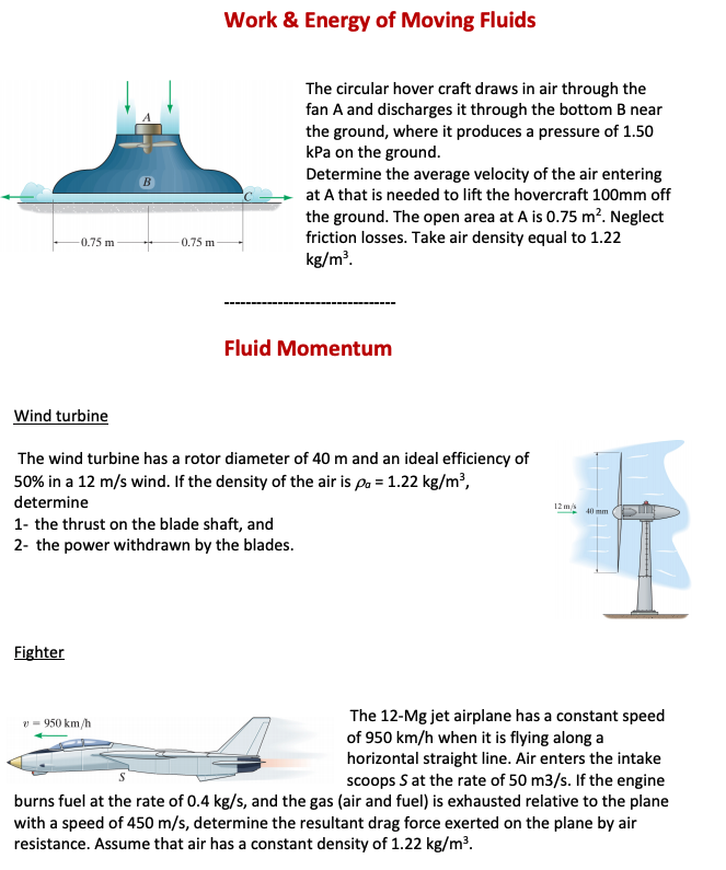 Solved Work & Energy of Moving Fluids The circular hover | Chegg.com