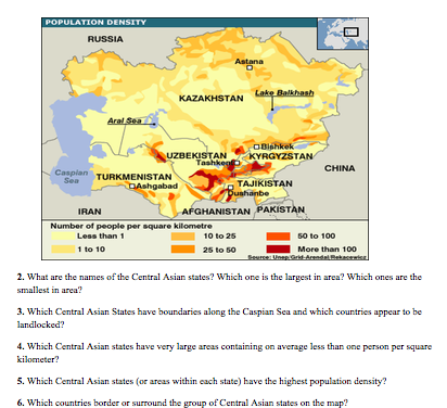 Solved DENSITY RUSSIA KAZAKHSTAN OBiphkek UZBEKISTAN | Chegg.com
