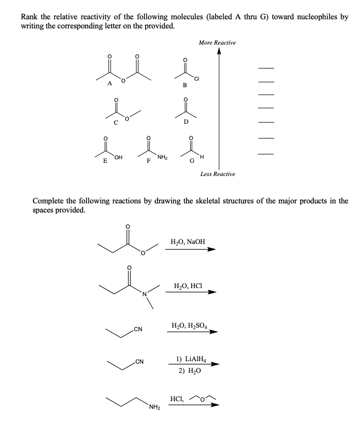 Solved Rank the relative reactivity of the following | Chegg.com
