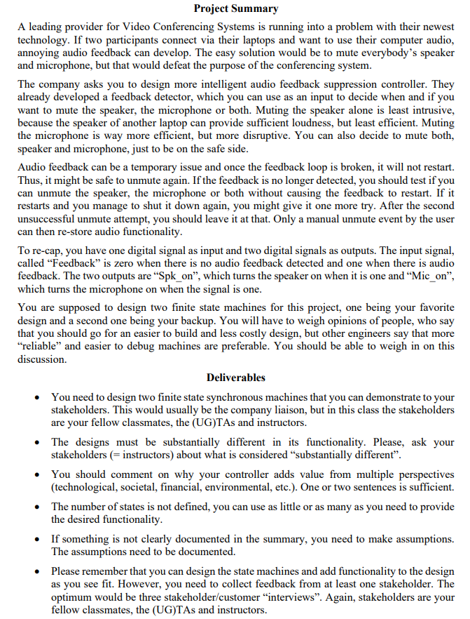 Solved Project Summary A leading provider for Video | Chegg.com