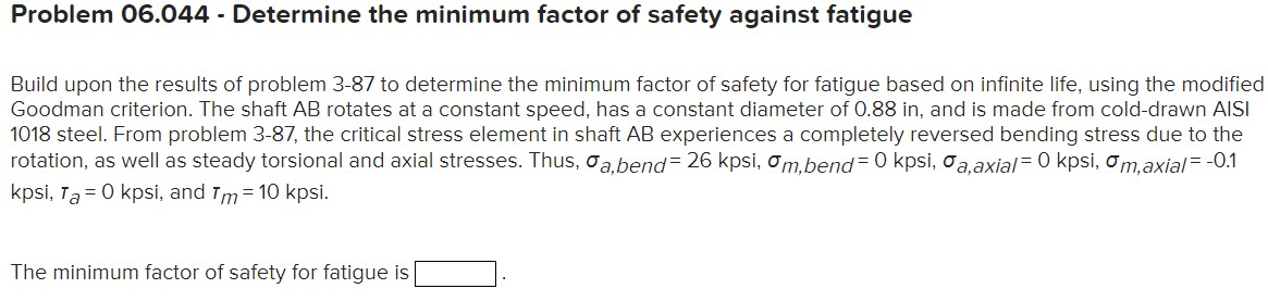 Solved Problem 06.044 - Determine the minimum factor of | Chegg.com